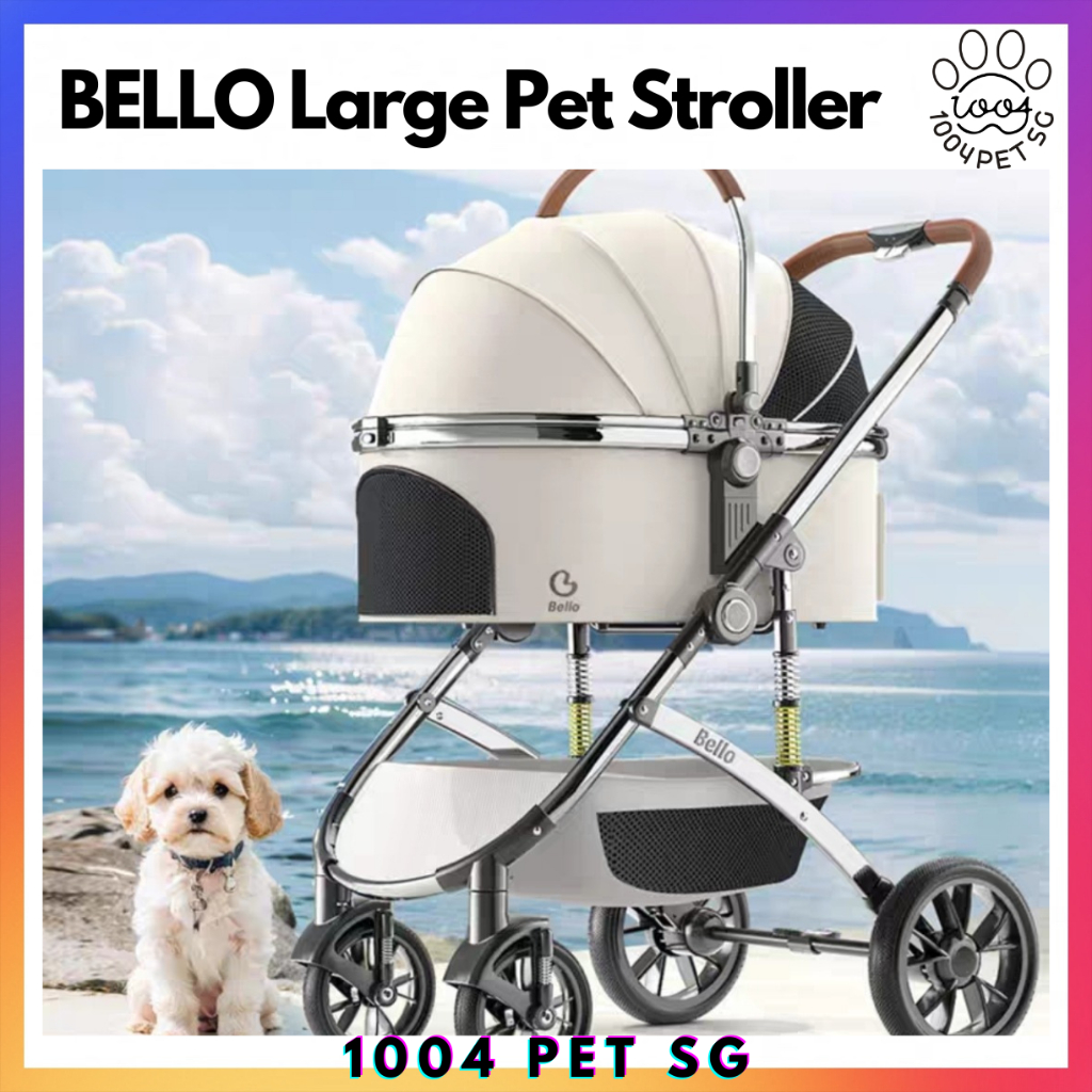 🇸🇬 Bello Premium Large Pet Stroller Detachable Carrier for Dog Cats ...