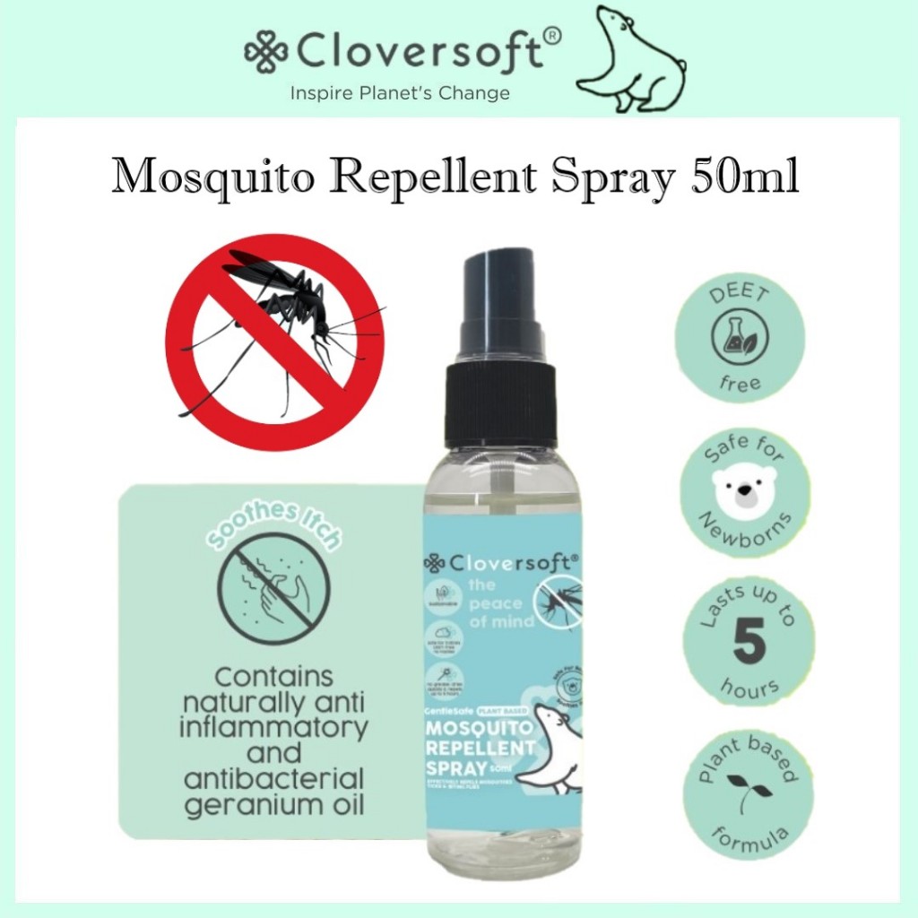 Cloversoft Plant-based Deet-free Mosquito Repellent Spray 50ml 5hrs *No ...