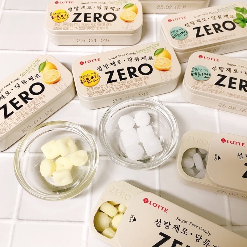 LOTTE ZERO Sugar Free Sweet Lemon / Pepper / Peach Mint Sugarless Candy 28g | Shopee Singapore