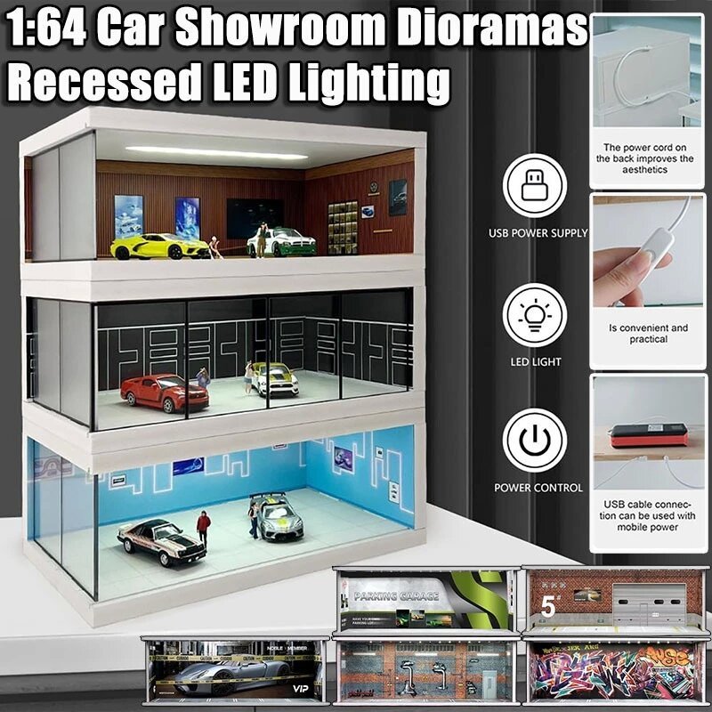 1:64 Car Showroom Dioramas Miniature Scene Layout Car Diorama Display ...