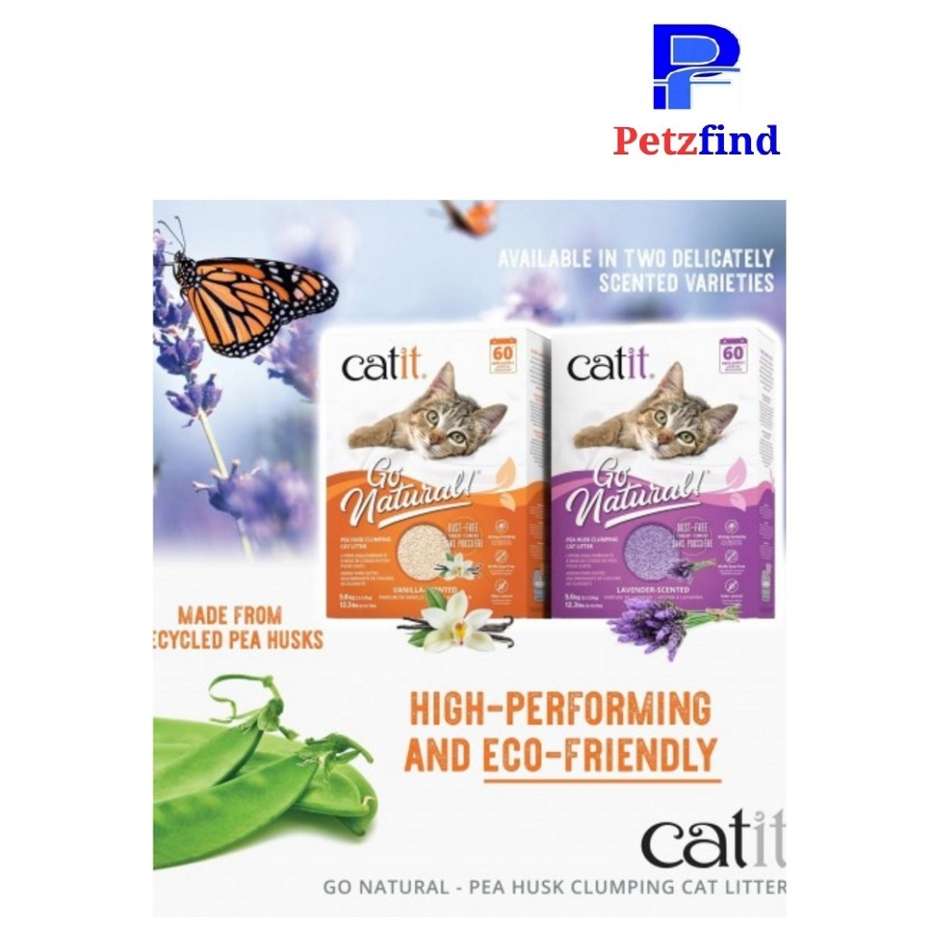 CatIt Go Natural! Pea Husk Clumping Cat Litter 5.6kg (2 x 2.8kg ...