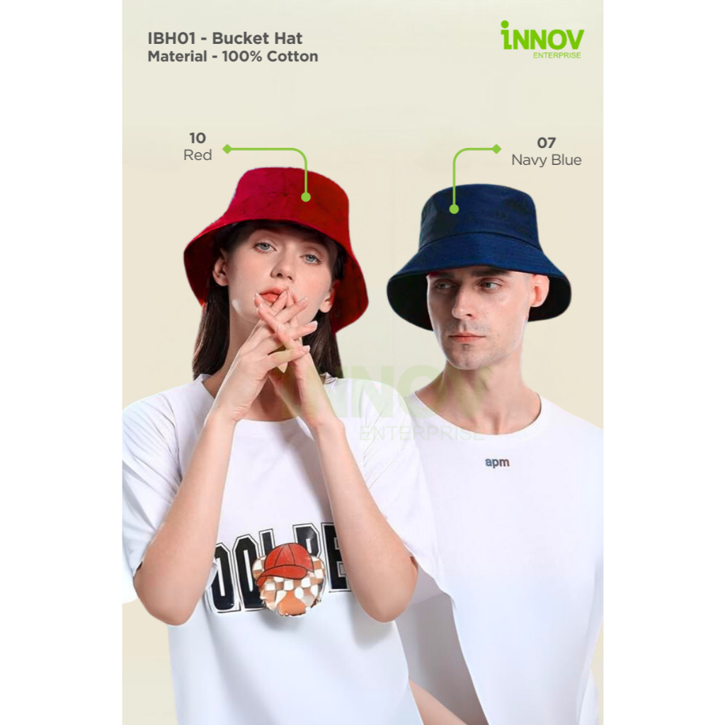 100% Cotton Adult Bucket Hat | Mix & Match With 10 Solid colours ...