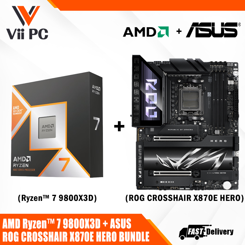ASUS ROG CROSSHAIR X870E HERO WIFI AM5 ATX Motherboard + AMD Ryzen™ 7 ...