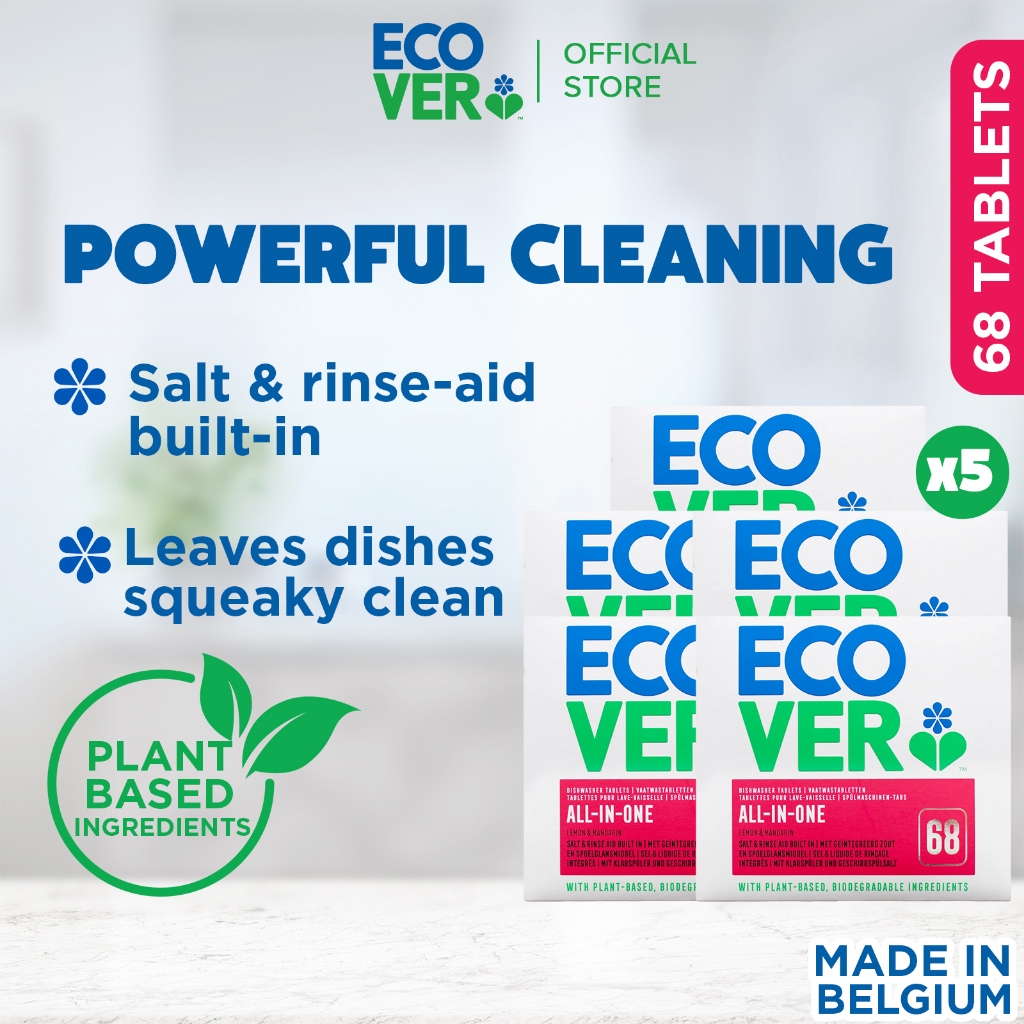 [Bundle of 5] Ecover Dishwasher Tablets All-in-One 68s | Shopee Singapore