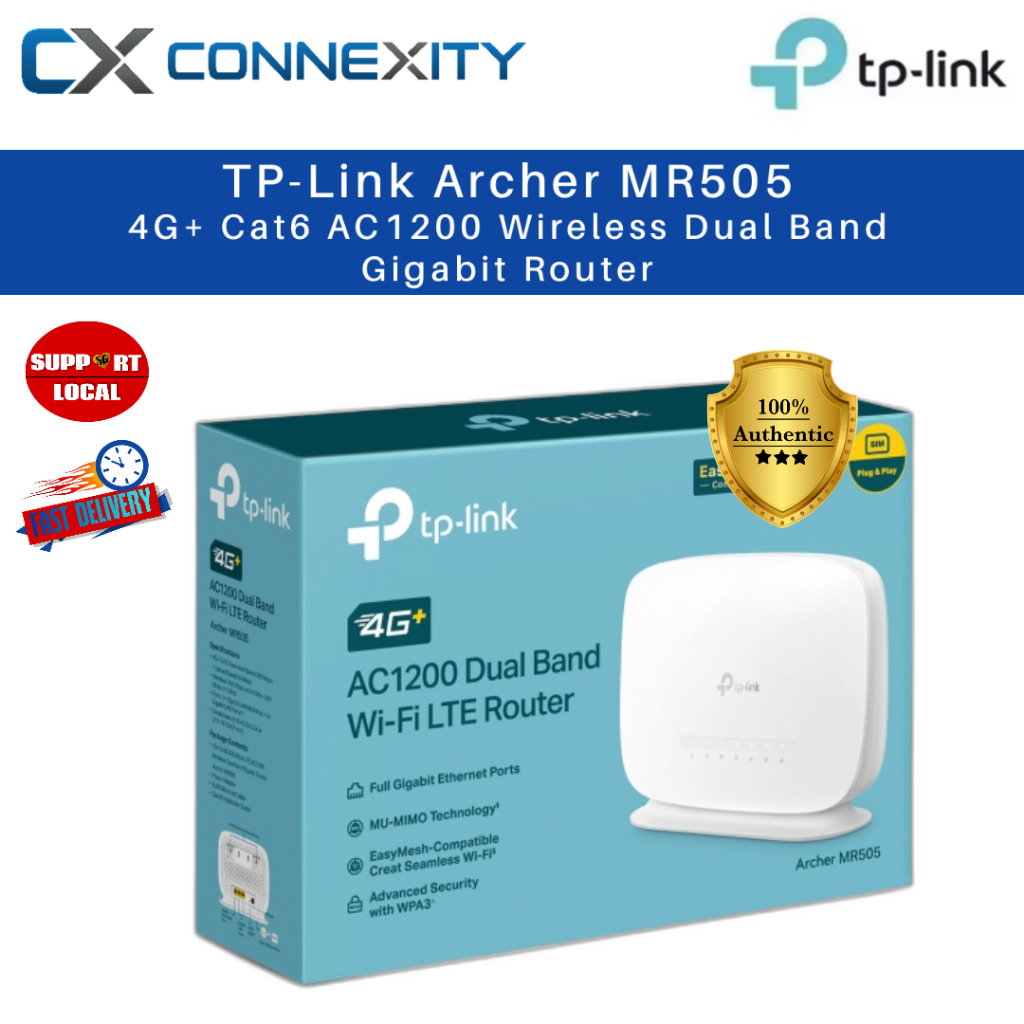 TP-LINK Archer MR505 4G+ Cat6 AC1200 Wireless Dual Band Gigabit Router ...
