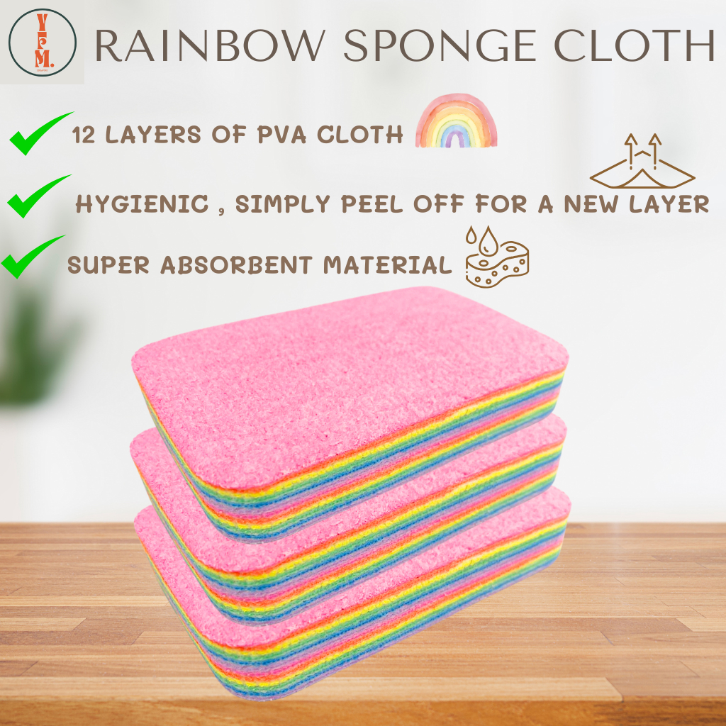 SUPER ABSORBENT Peelable 12-Layer PVA Sponge Multipurpose Sponge Magic ...