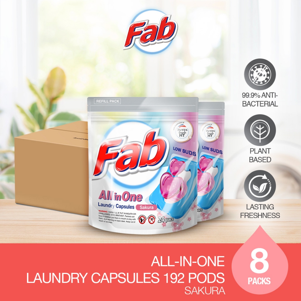 [NEW] Fab All-In-One Laundry Capsules 24 Pods x 8 Packs | Shopee Singapore
