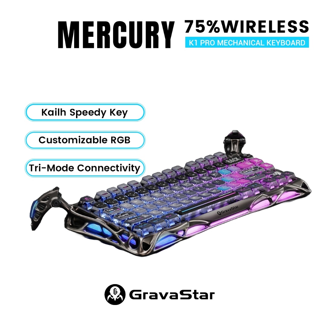 GravaStar Mercury K1 Pro 75% Wireless Mechanical Gaming Keyboard ...
