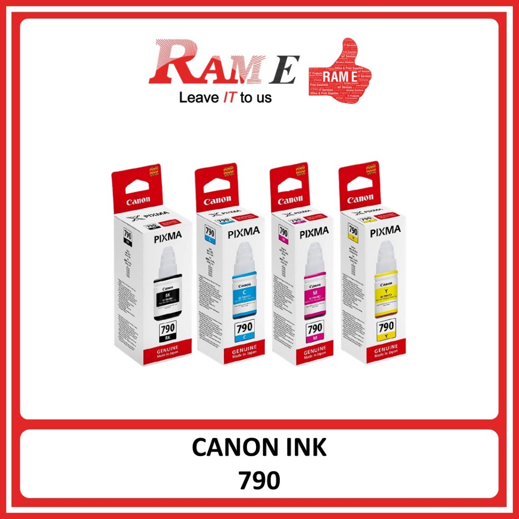 [ORIGINAL] Canon GI-790 GI790 GI 790 Photo Black Cyan Magenta Yellow ...