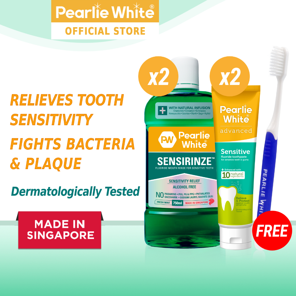 [Sensitive Care] 2x Pearlie White Sensirinze Mouth Rinse 750ml + 2x ...