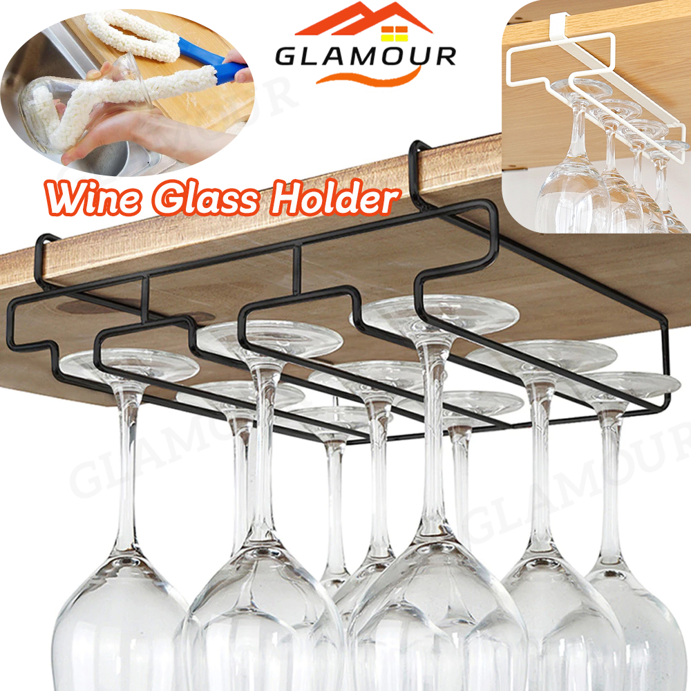 [SG] Wine Glass Holder Wine holder Rack Kitchen Cabinet Row Hanging ...