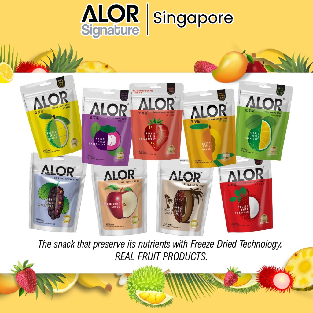 Alor Freeze Dried Fruits (Big pack) - Strawberry/Mangosteen/Mango/Apple ...