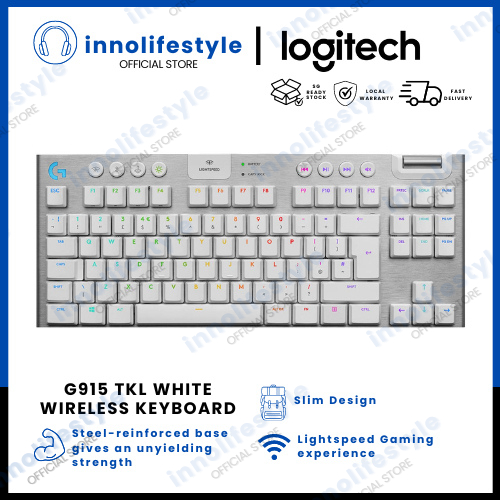 LOGITECH G915 TKL WHITE WIRELESS MECH KEYBOARD (2Y WARRANTY) | Shopee ...
