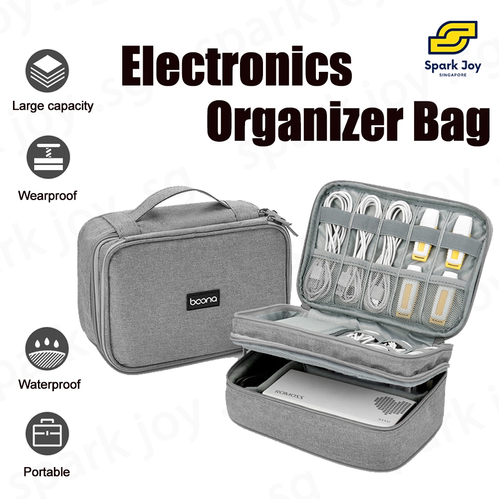 【SG】 Storage Case For Cables Chargers Phones Tablet USB Cords ...