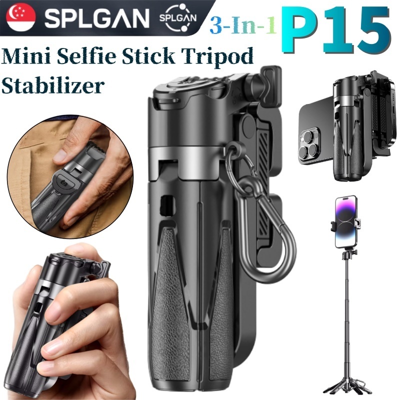 【SPLGAN】🔥P15 Mini Selfie Stick Tripod Stabilizer 3In1 Portable ...