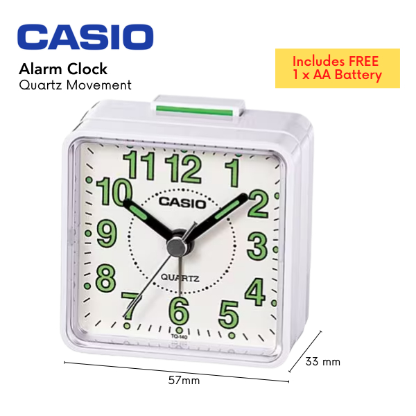 Casio Alarm Clock Quiet Movement Compact Size Loud Alarm Sound Glow In ...