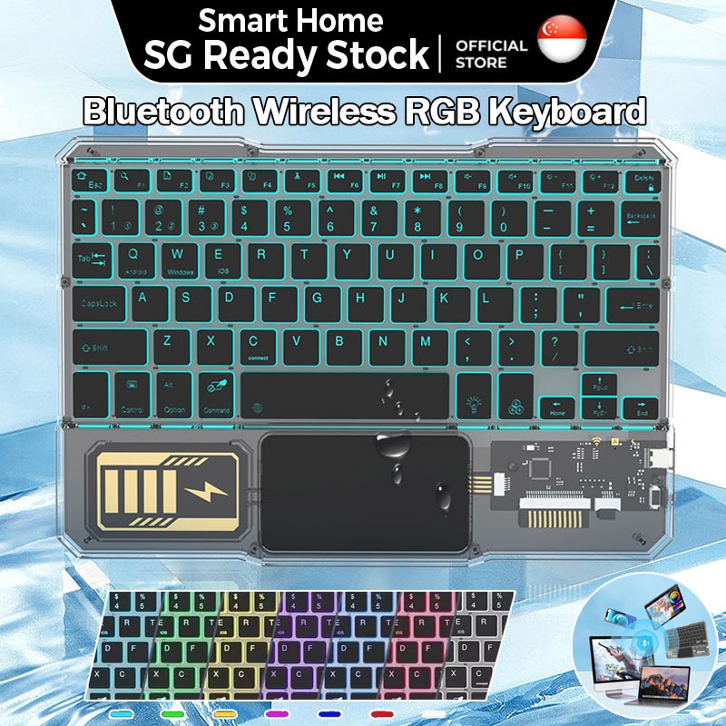 【SG】Portable Bluetooth Wireless Keyboard + Touchpad RGB Backlight ...