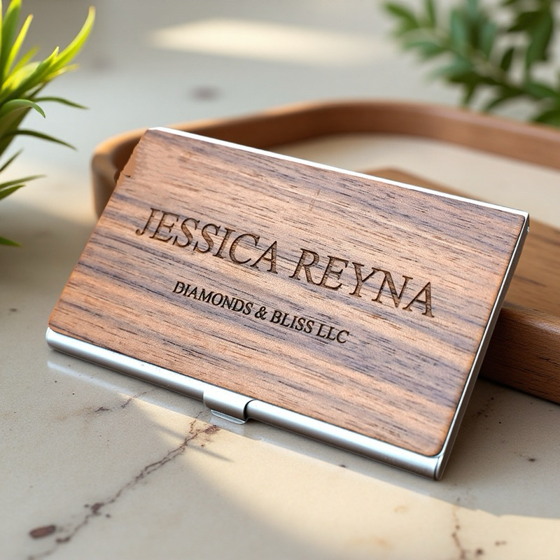 SG Custom Name Logo Corporate wooden Name Card Business Card Holder for ...