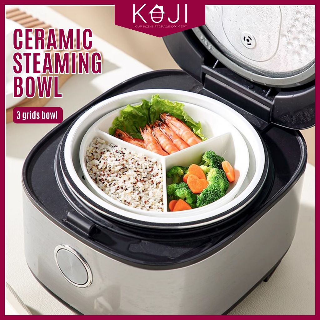 Ceramic Steaming Bowl for Rice Cooker One Pot Three-Layer Fan-Shaped ...