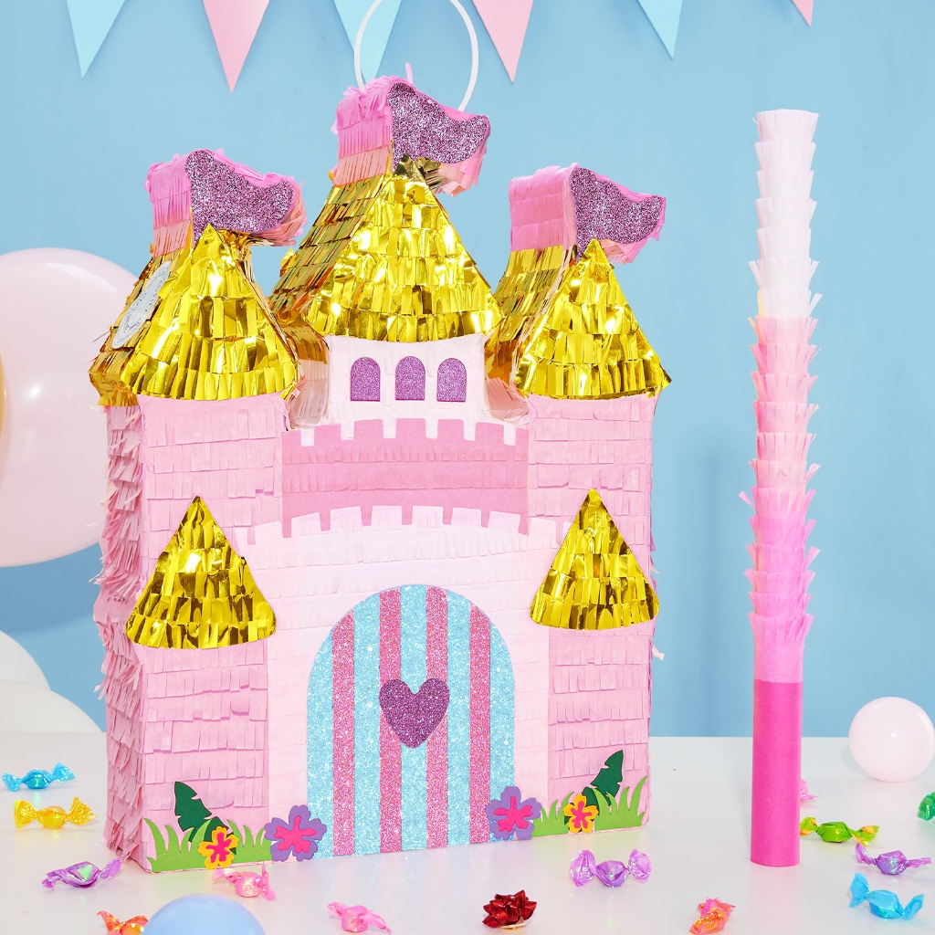 Majestic Pink Castle Pinata (Comes With Eye Mask And Pinata Stick ...