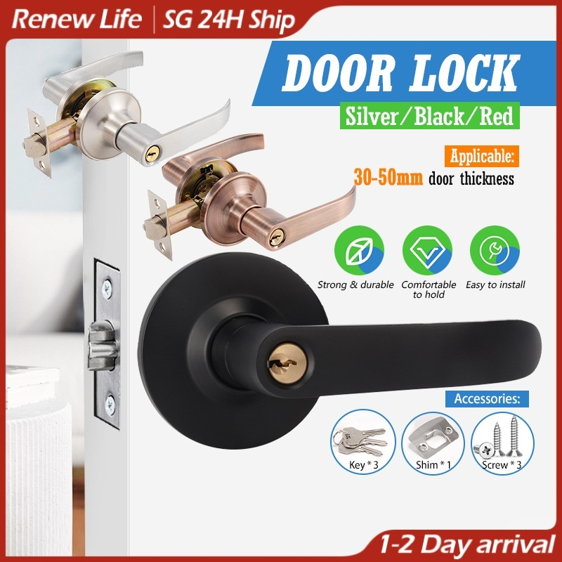 【NDD Delivery】Home Door Button Tubular Lever Cylindrical Cylinder Door ...