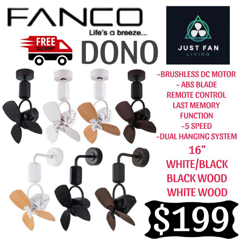 FANCO DONO DC 3 BLADE CORNER FAN | Shopee Singapore