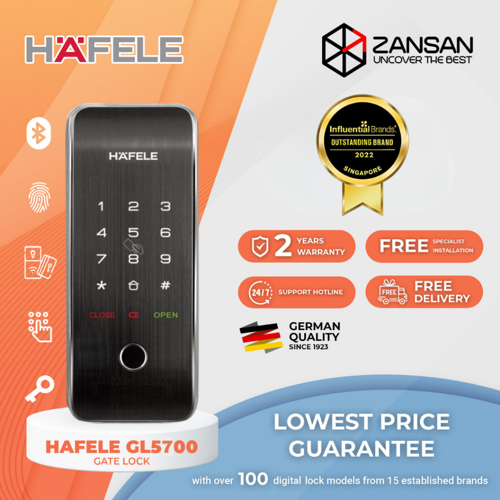 Hafele GL5700 Digital Gate Lock [5 ways to unlock] | Shopee Singapore