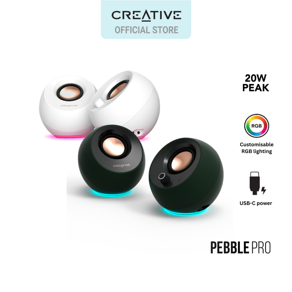 Creative Pebble Pro - Minimalist 2.0 USB-C Computer Speakers with ...