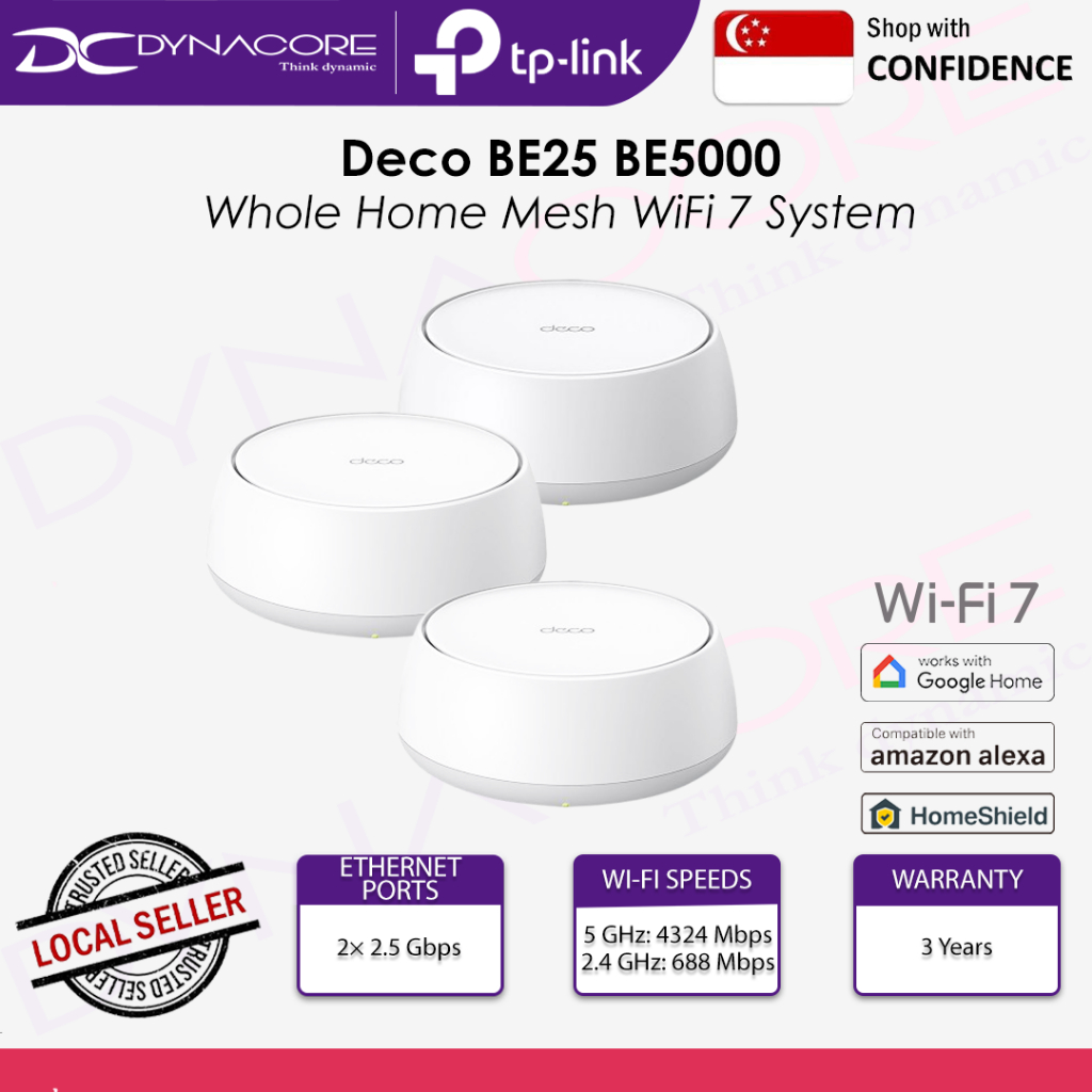 TP-LINK Deco BE25 BE5000 Whole Home Mesh WiFi 7 System - 3 Pack (3Y) | Shopee Singapore