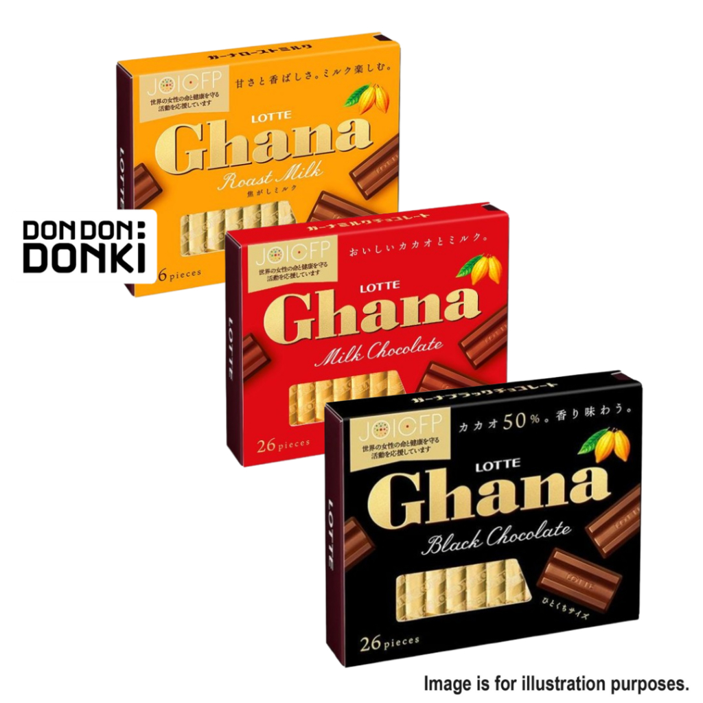 [DONKI]Lotte Ghana Chocolate (Milk/Black/Roast Milk) 26P | Shopee Singapore