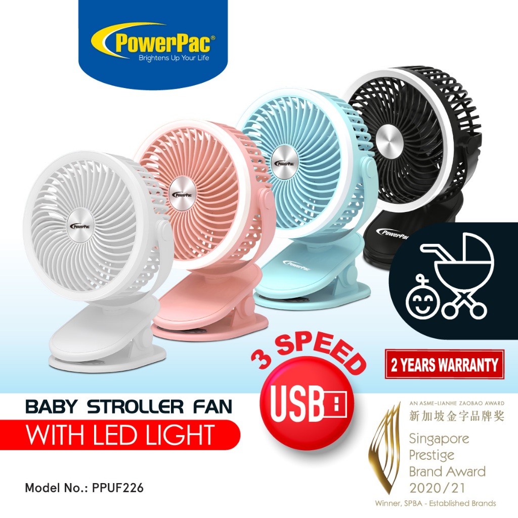 PowerPac 3" Clip/Table Fan – USB, Rechargeable, Portable Wireless, 360 ...