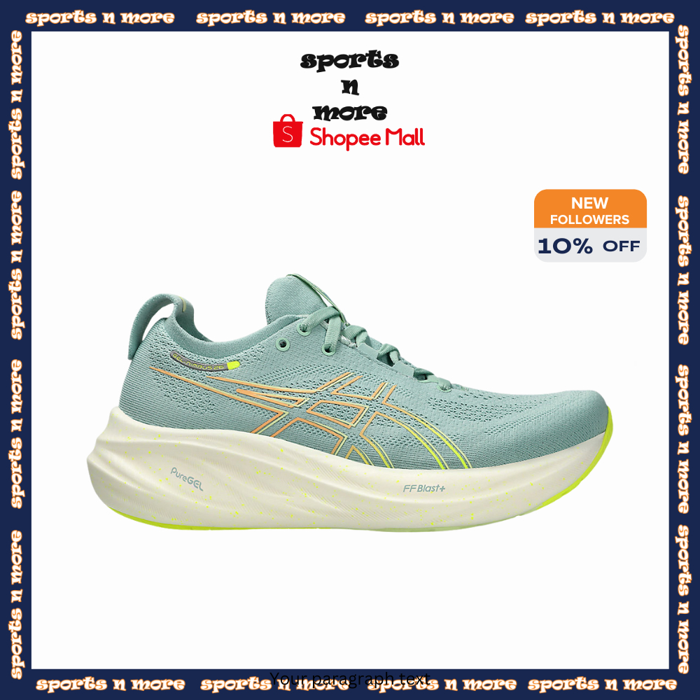 ASICS GEL-NIMBUS 26 Womens Running Shoes (LIGHT CELADON | SAFETY YELLOW ...