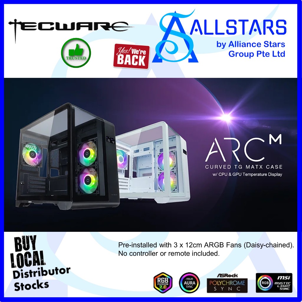 (ALLSTARS: We are Back) Tecware ARC M ARGB (Black/White) MATX Tower ...
