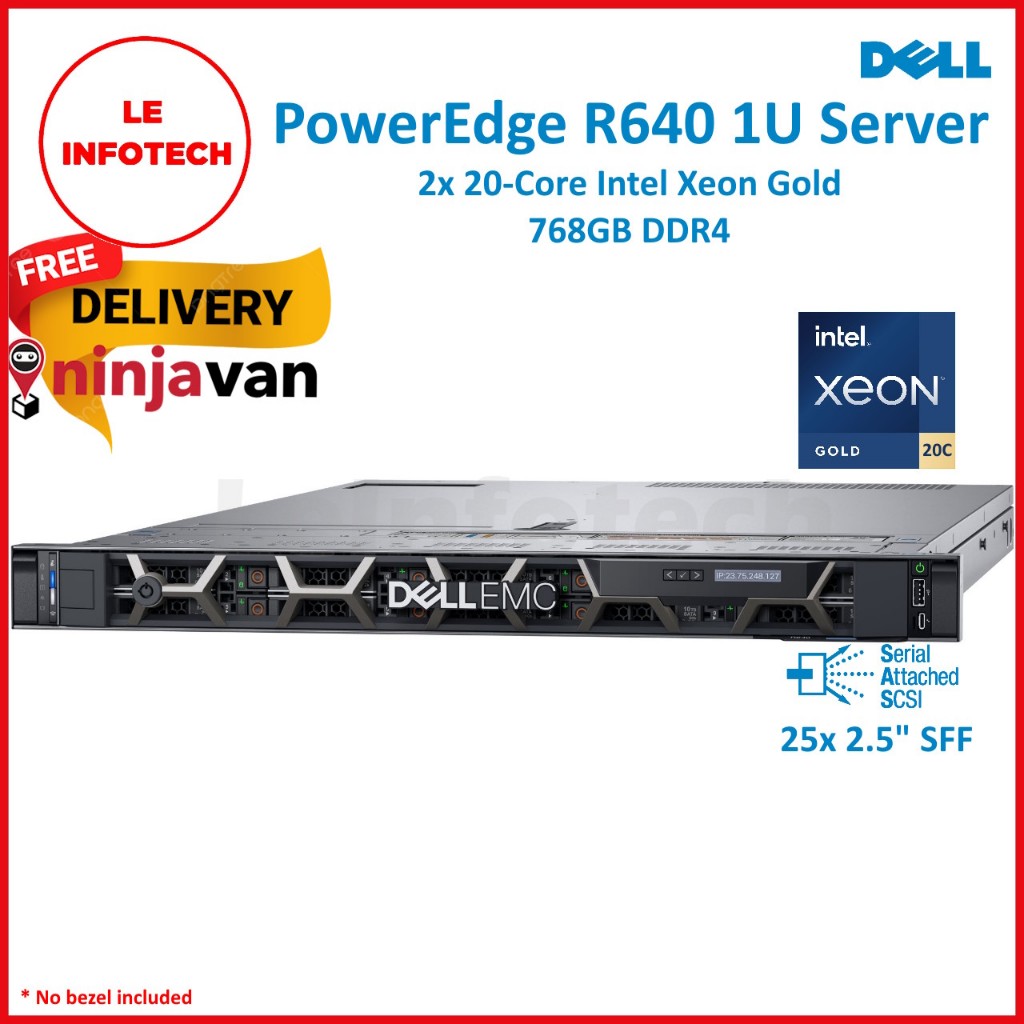 Dell PowerEdge R640 1U Rack Server 20-C Intel Xeon Gold 6122 512GB DDR4 ...