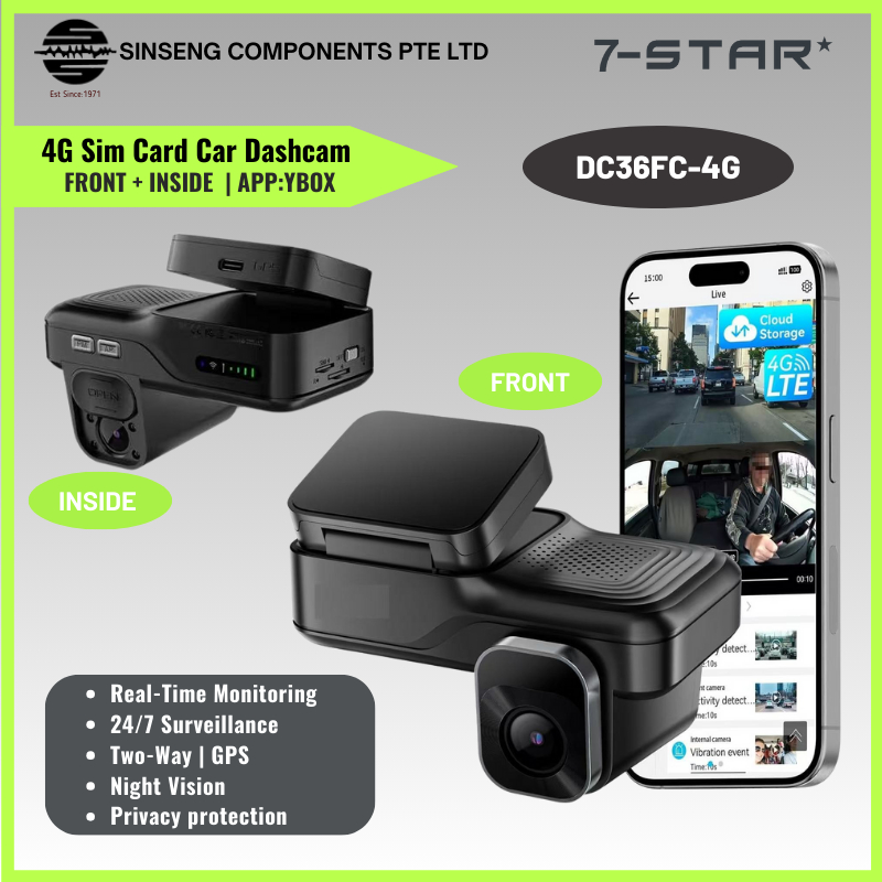 7-STAR* 4G Dash Cam Car Camera with 4G Global Sim Card | Front+Inside ...