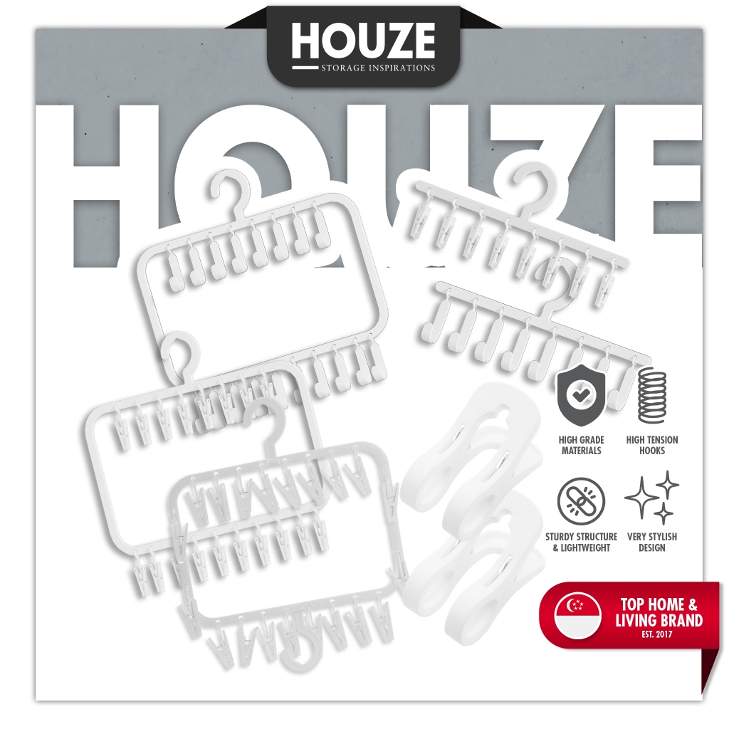 HOUZE - KLEEN Windproof Clothes Peg | 8 | 18 | 28 Hook | Pegs - Laundry ...
