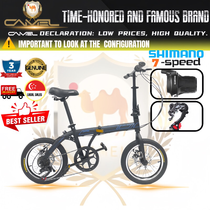 [SINGAPORE OFFICIAL SHOP ]16inch CAMEL Foldable Bicycle with Disc Brake ...