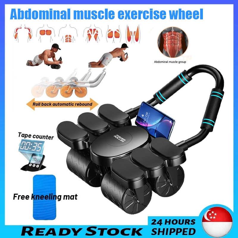 🇸🇬 [Ready Stcok]Roller Abs Multi-Functional Abdominal Wheel Automatic Rebound Abdominal Training ...
