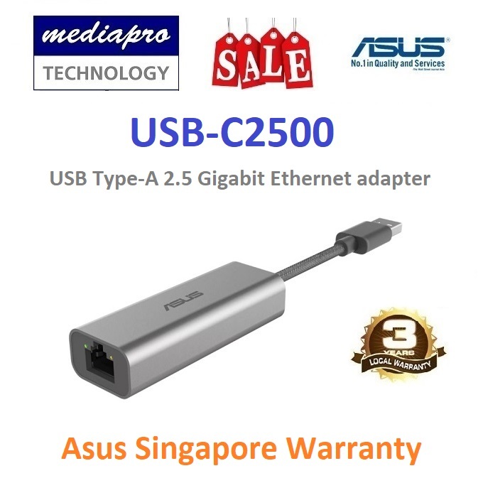 ASUS USB-C2500 USB Type A to 2.5 Gigabit Ethernet Adapter - 3 Year ...