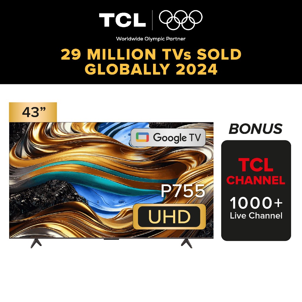 TCL P755 AI Smart TV Eye Care Version 4K TV 43 inch | Google TV | Wide ...