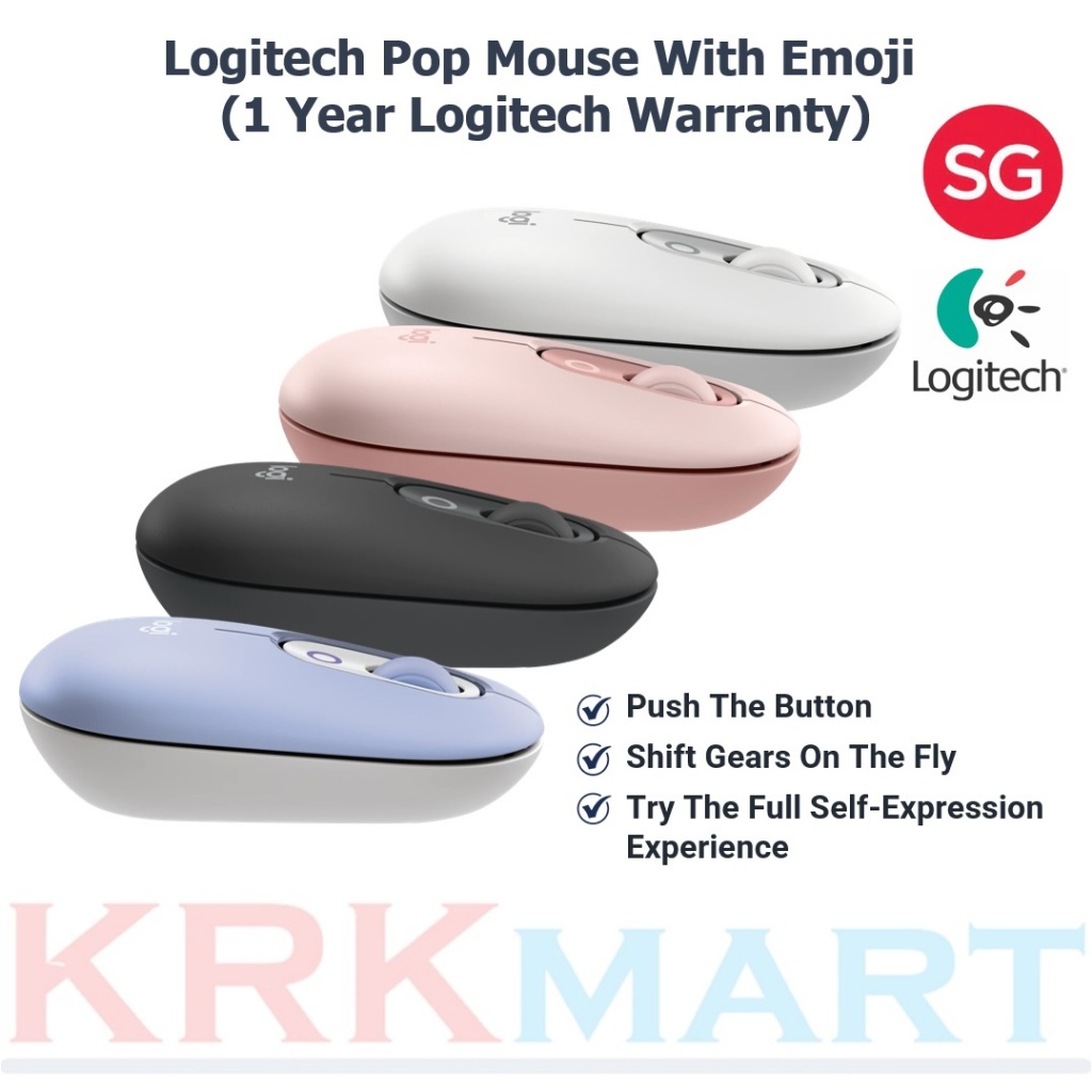 Logitech POP Mouse Wireless Mouse with Customizable Emoji (1 Year ...