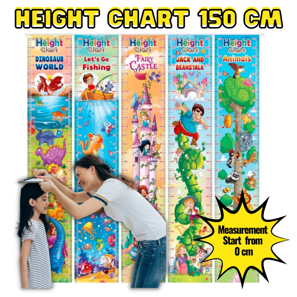 Height Measurement Chart 150cm Kids Ukuran Tinggi Tadika Taska Sekolah ...