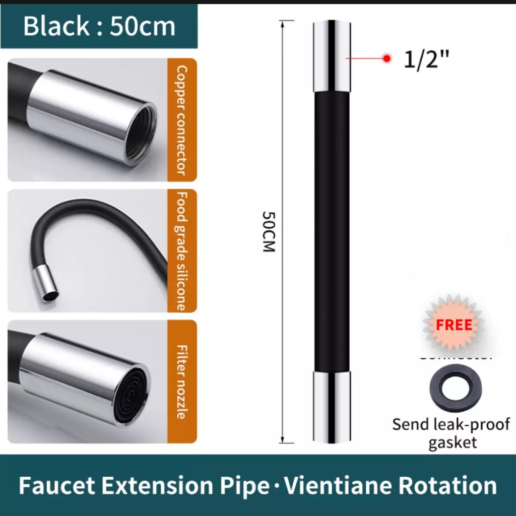 20/30/50/70cm Faucet Extension Extender 360°Free Bending Flexible Hose ...