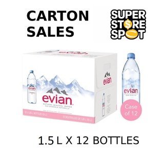 Evian Natural Mineral Water 1.5L bottle drinks (12 bottle per carton ...