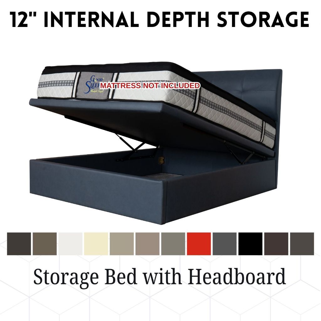 14 Inches Leather Storage Bed 109 - Single, Super Single, Queen, King ...