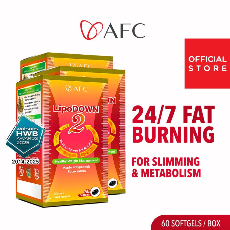[3 Boxes] AFC LipoDOWN 2 Weight Loss Slimming Natural Calorie & Fat ...