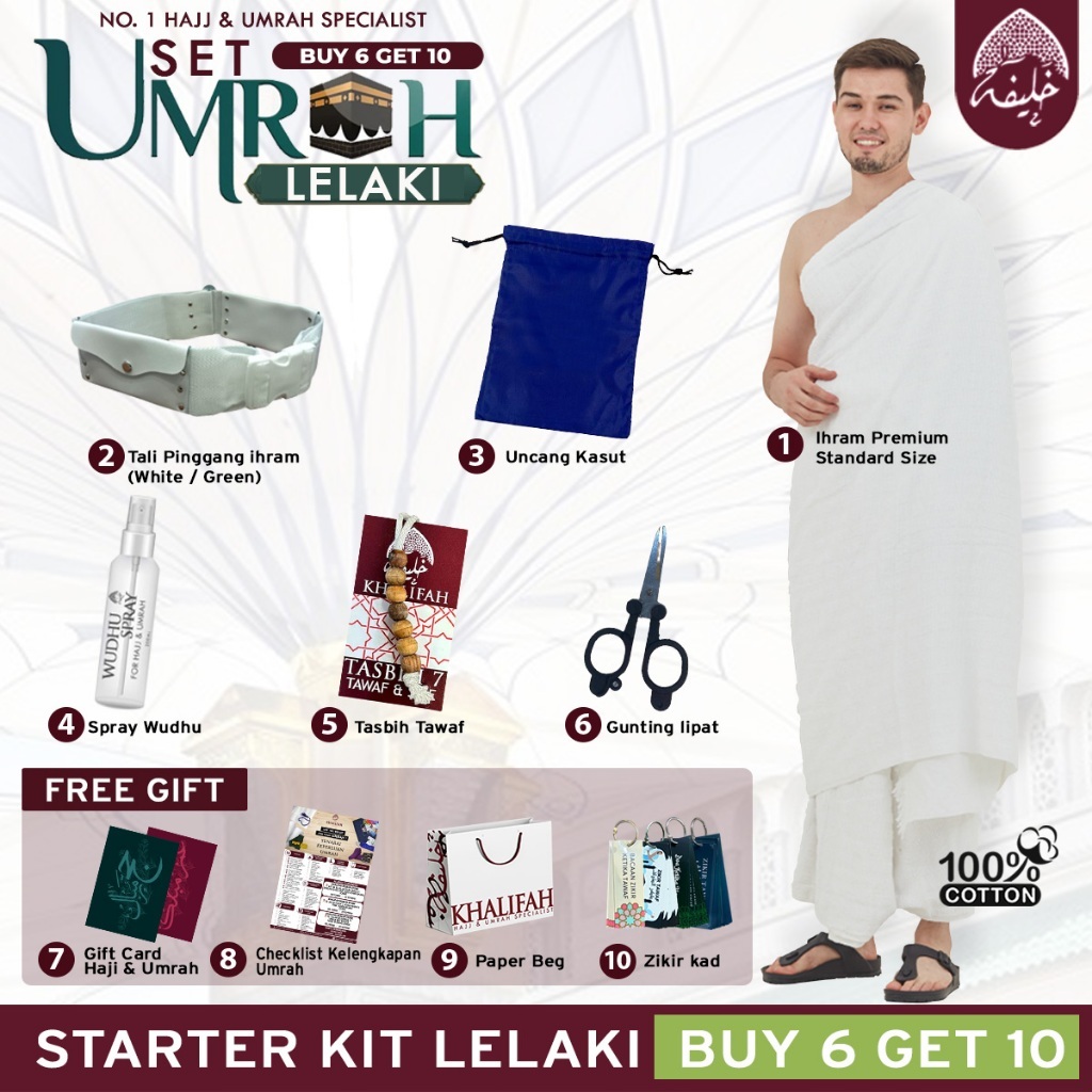 🔥 HOT ITEMS 🔥 STARTER KIT | BUY 6 GET 10 | SET UMRAH HAJI KAIN IHRAM ...