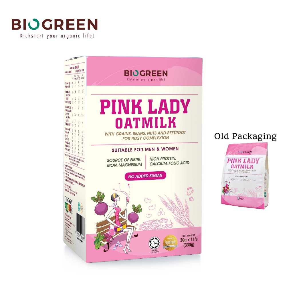 BIOGREEN Pink Lady Dairy Free Oatmilk Sachet Box (11s x 30g) Healthy ...