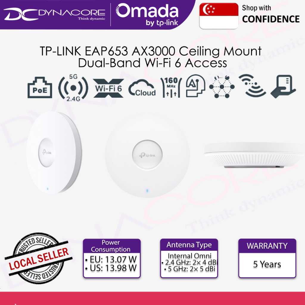 TP-LINK EAP653 AX3000 Ceiling Mount Dual-Band Wi-Fi 6 Access Point (5Y ...