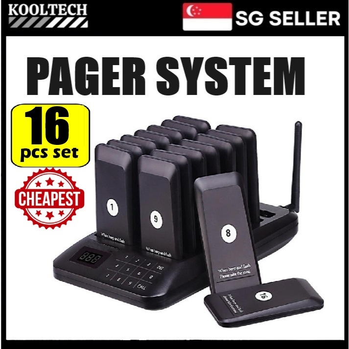 Restaurant Pager Calling System With 16 Pager Receivers For Clinic Food ...